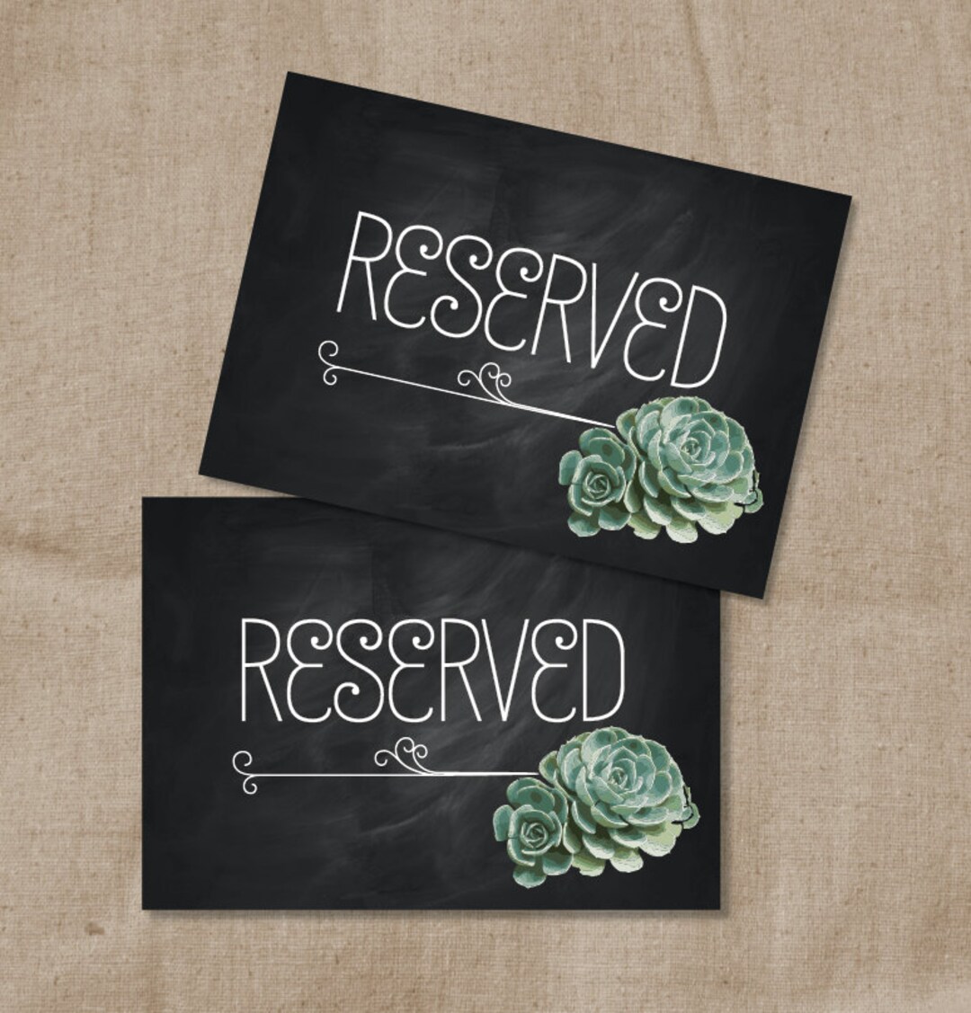 Wedding Succulent Chalkboard Reserved Sign, Blackboard Saved Table Sign ...