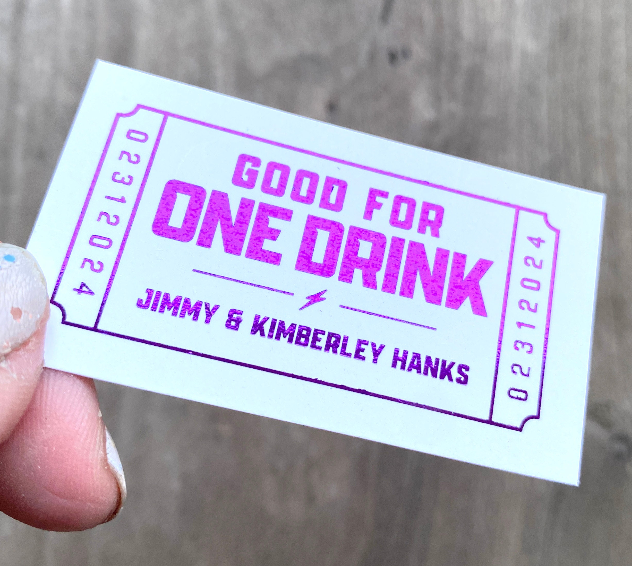 Gold Foil Wedding Drink Tickets - Redeem for a Drink Coupon - Bar ...