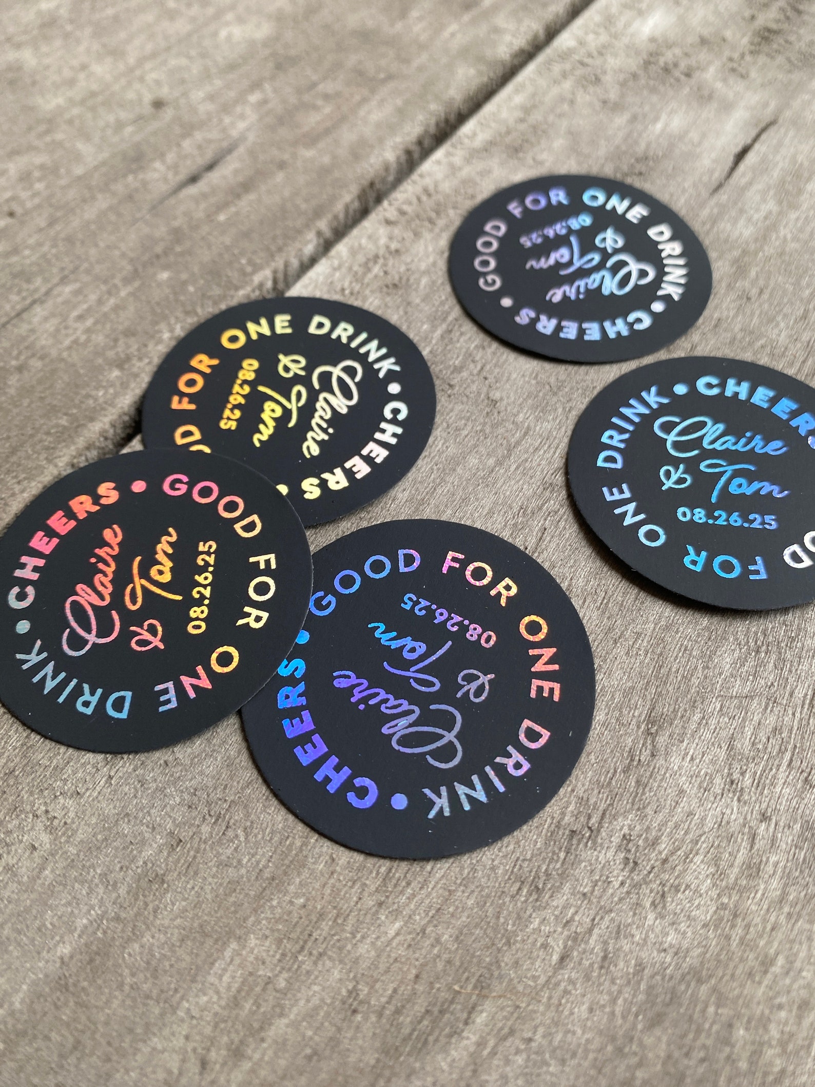 Gold Foil on Black Wedding Drink Tokens, Redeem for a Drink Coupon, Bar ...