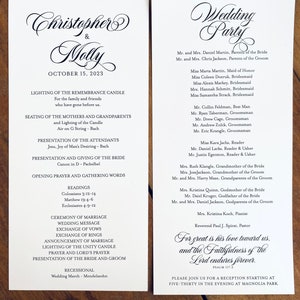 Wedding Program Card Event Timeline Wedding Party Card Church Card ...