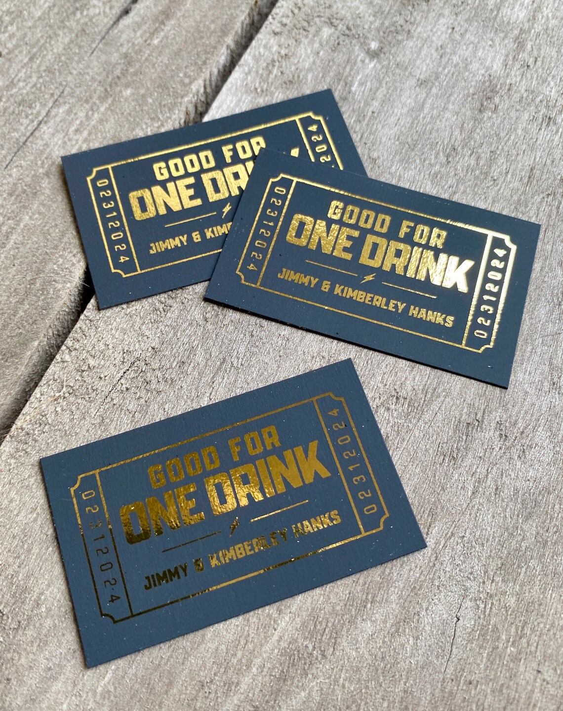Gold Foil on Black Wedding Drink Ticket - Redeem for a Drink Coupon ...