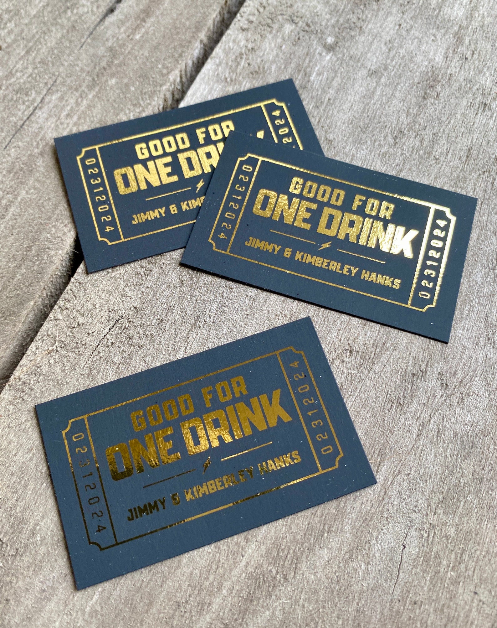 Gold Foil on Black Wedding Drink Ticket - Redeem for a Drink Coupon ...
