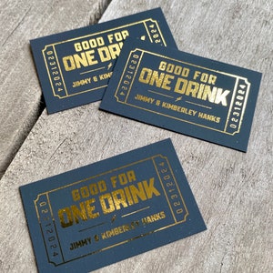 Gold Foil on Black Wedding Drink Ticket - Redeem for a Drink Coupon ...