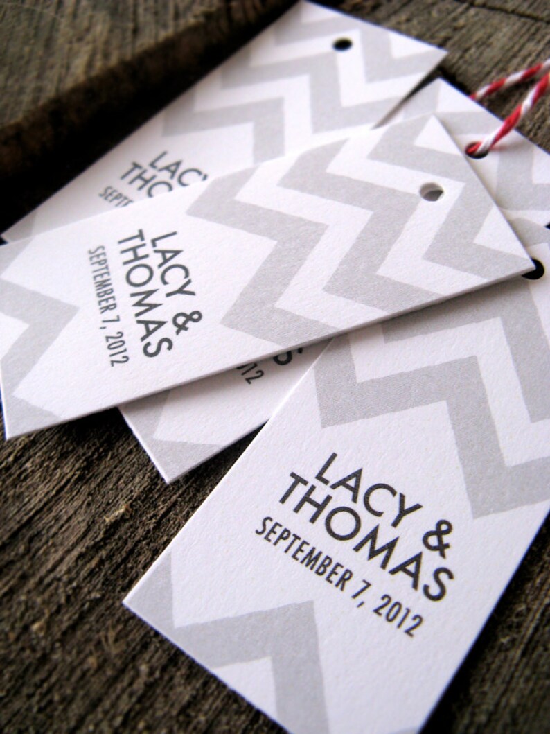 Gray Chevron Stripe Wedding Favor Tags Zig Zag Grey Tags - Etsy
