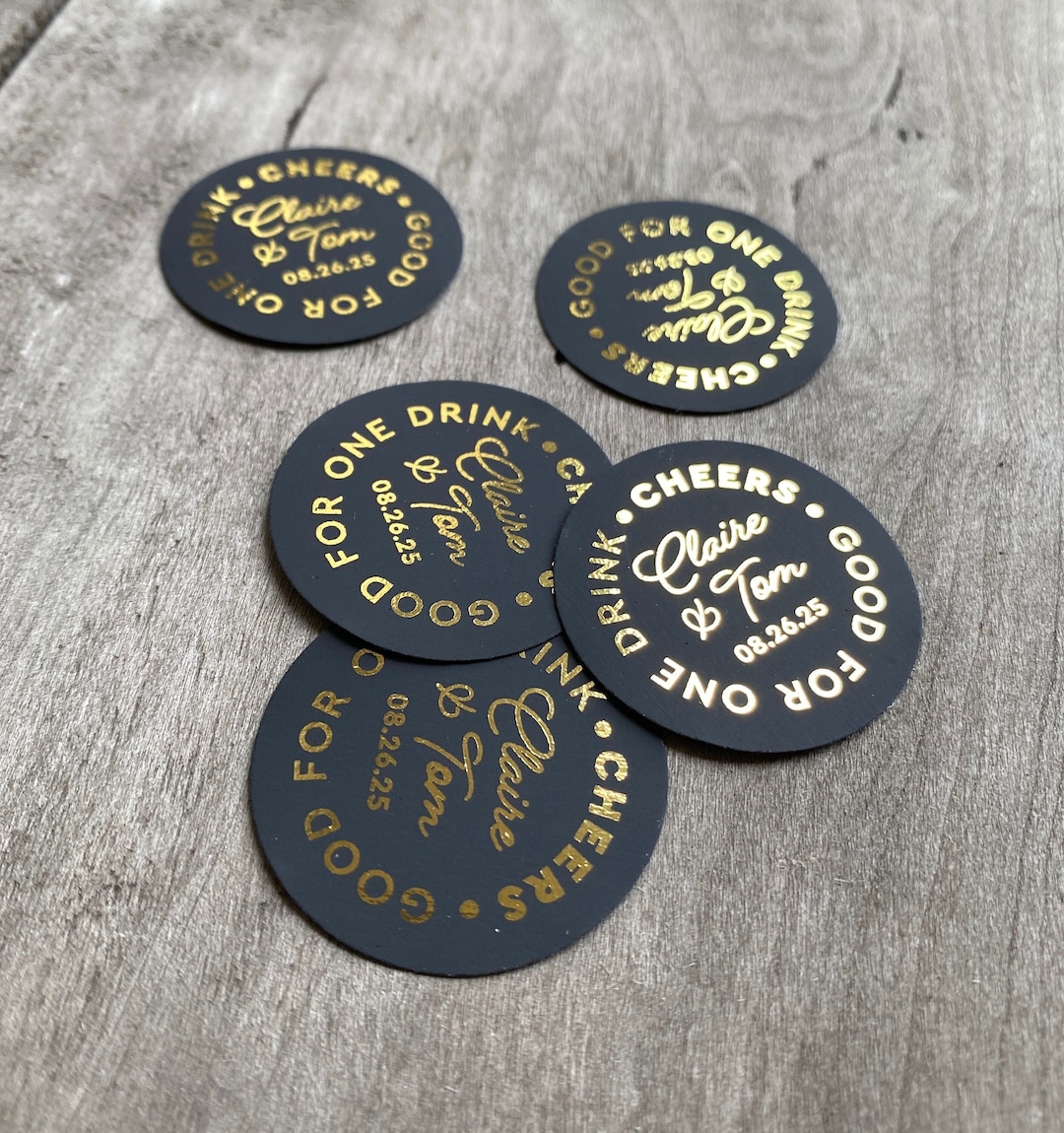 Gold Foil on Black Wedding Drink Tokens, Redeem for a Drink Coupon, Bar ...