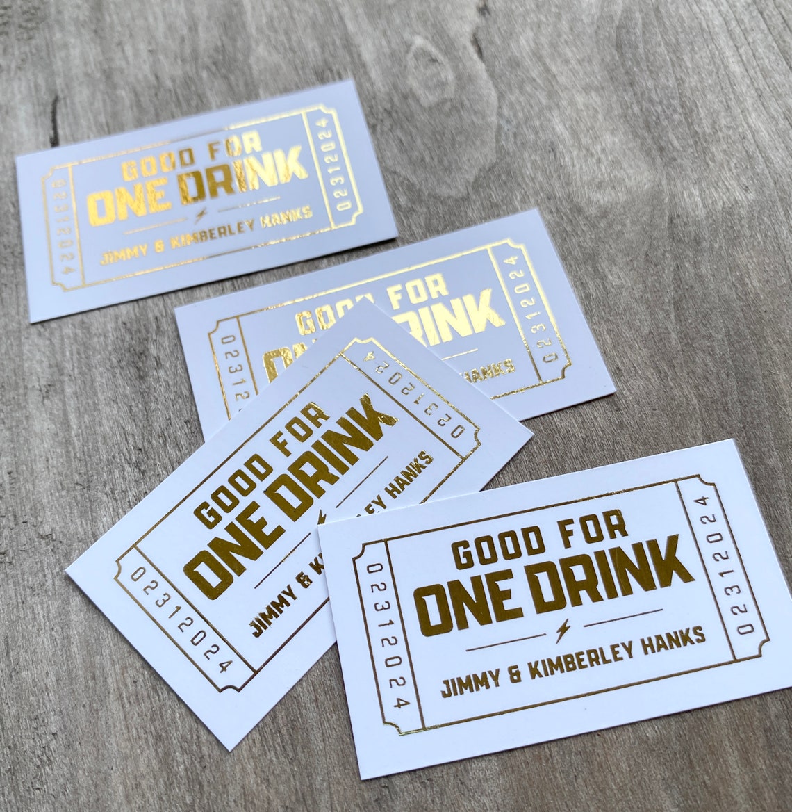 Gold Foil Wedding Drink Tickets - Redeem for a Drink Coupon - Bar ...