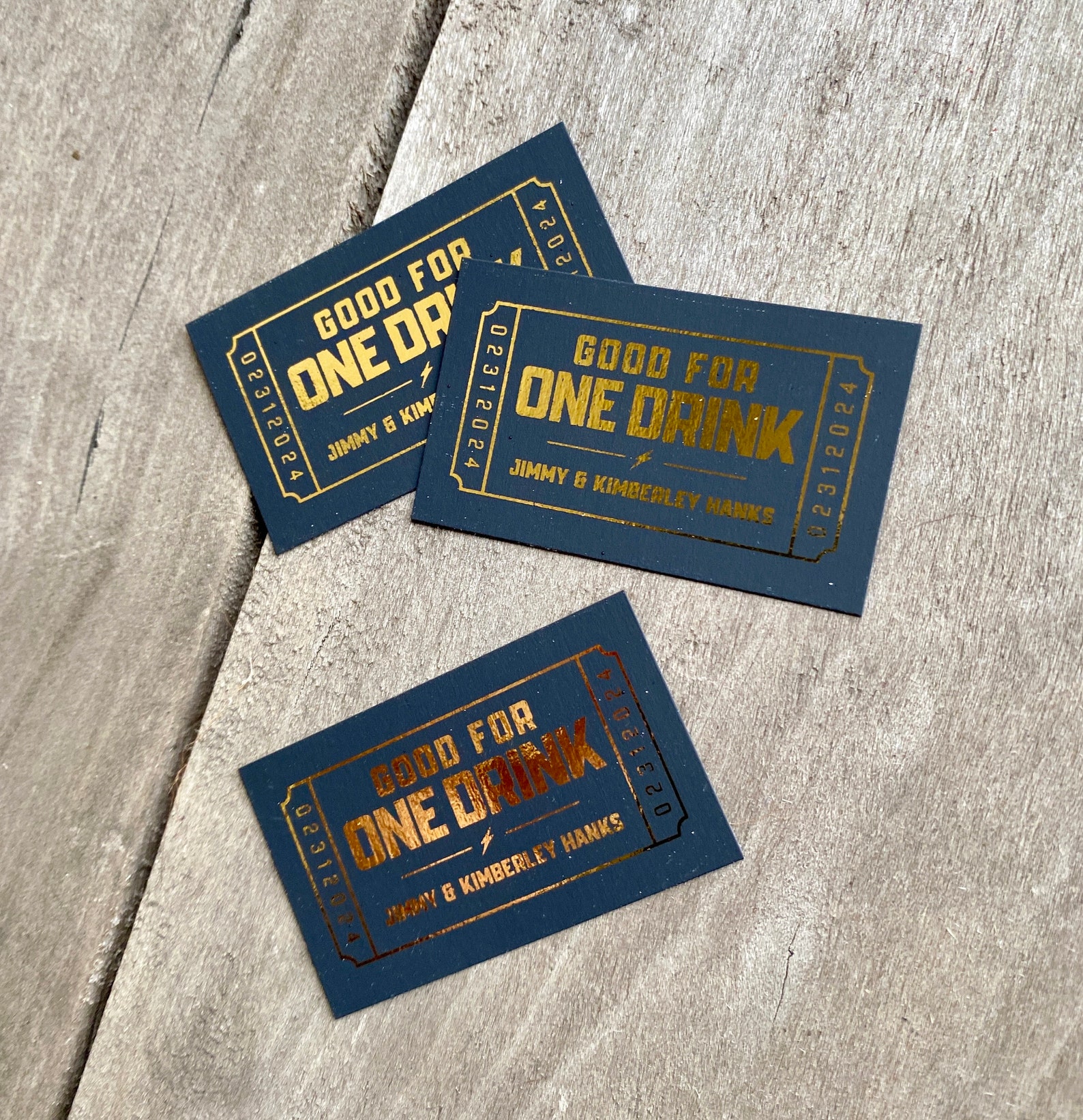 Gold Foil on Black Wedding Drink Ticket - Redeem for a Drink Coupon ...