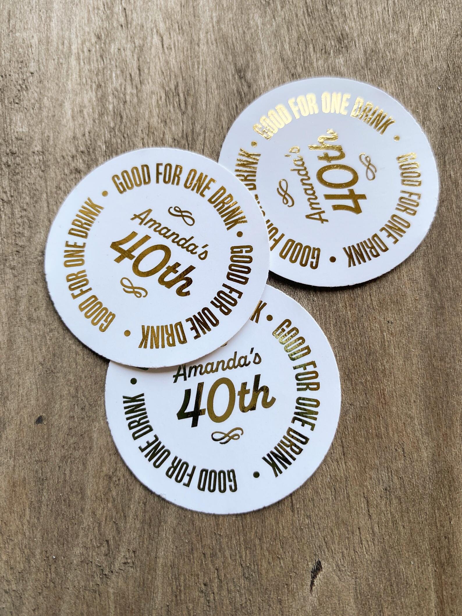 Gold Foil Wedding Drink Tokens - Redeem for a Drink Coupon - Bar ...