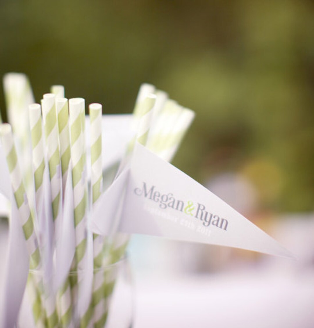 Flag Paper Straws Pennant Straws Banner Style Party Paper Straws ...