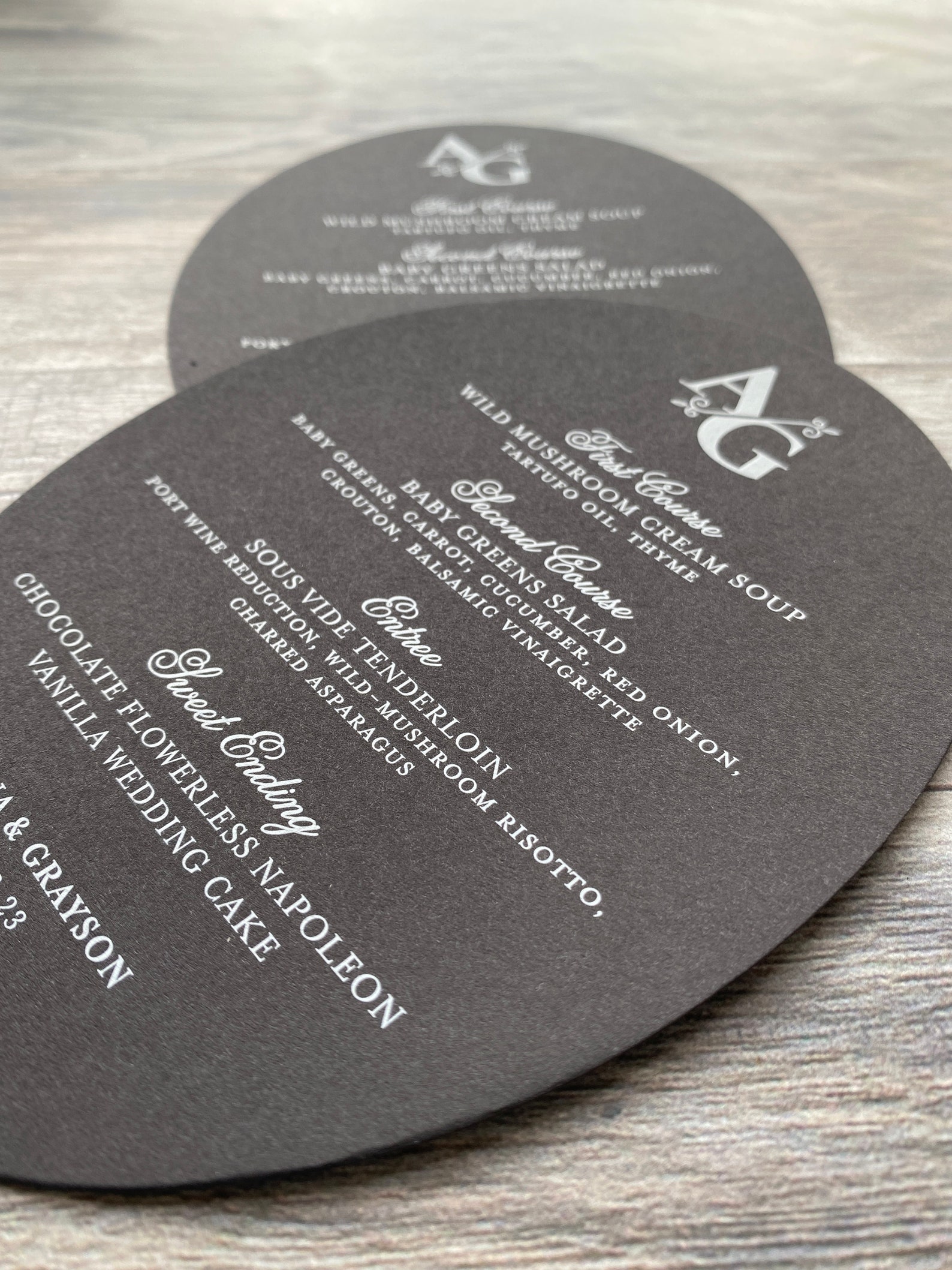 Black Stock Oval Menu Card Black and White Menu White Ink - Etsy