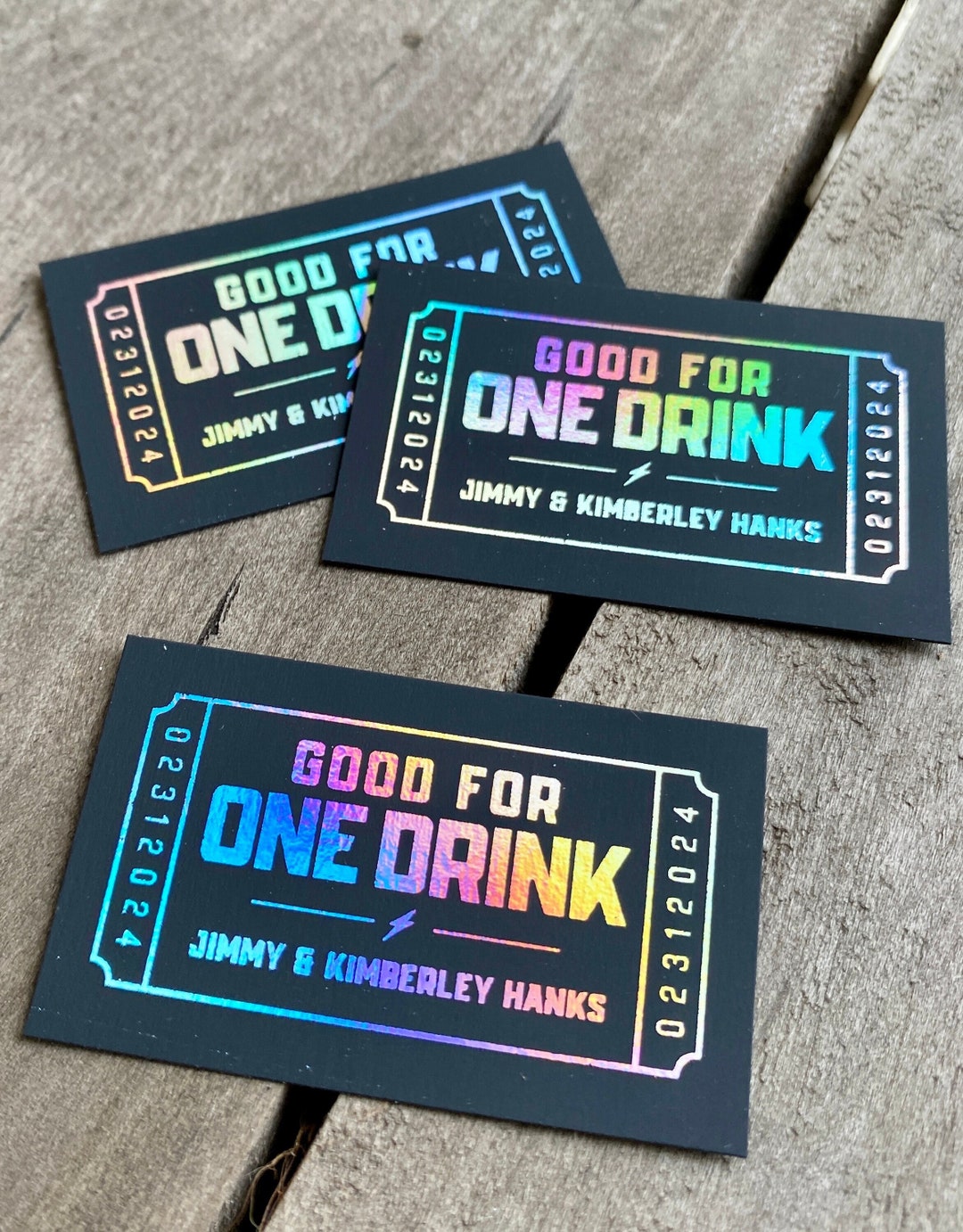 Gold Foil on Black Wedding Drink Ticket - Redeem for a Drink Coupon ...
