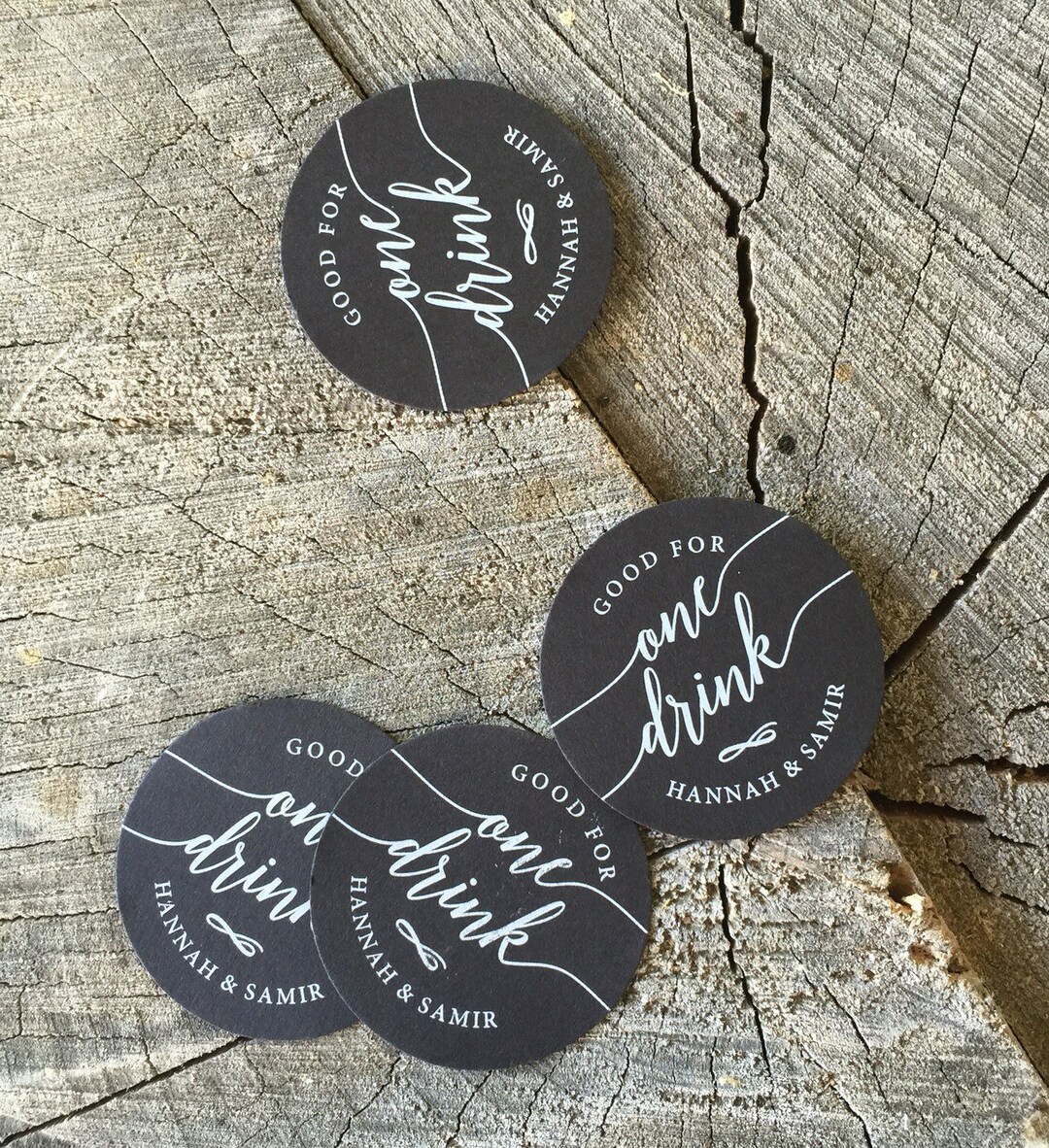50 White Ink Wedding Drink Tickets - Rustic Chalkboard Redeem for a ...