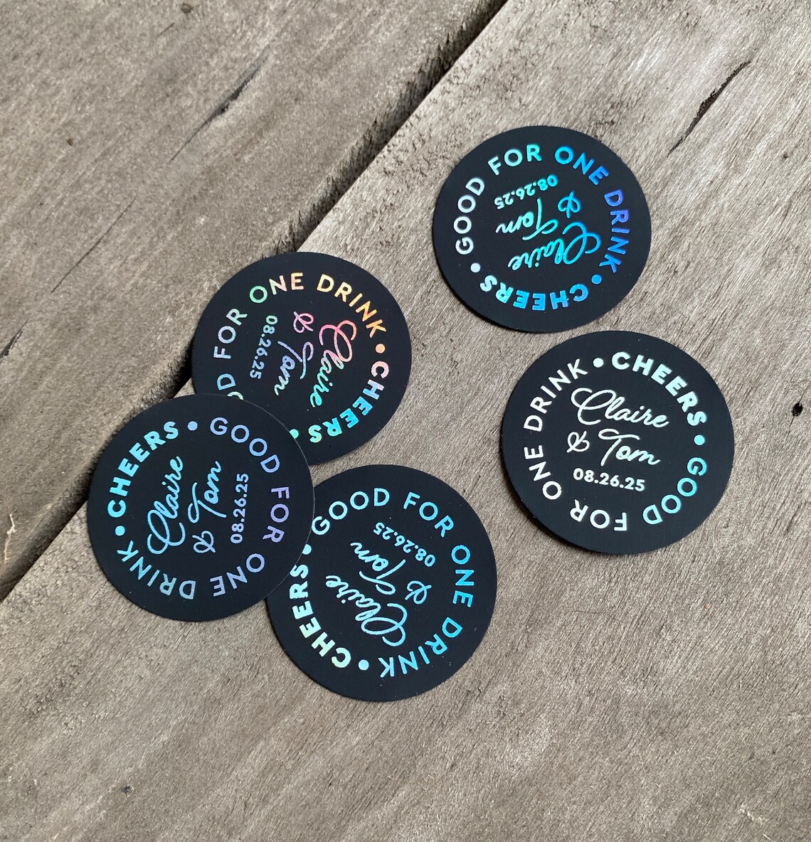 Gold Foil on Black Wedding Drink Tokens, Redeem for a Drink Coupon, Bar ...