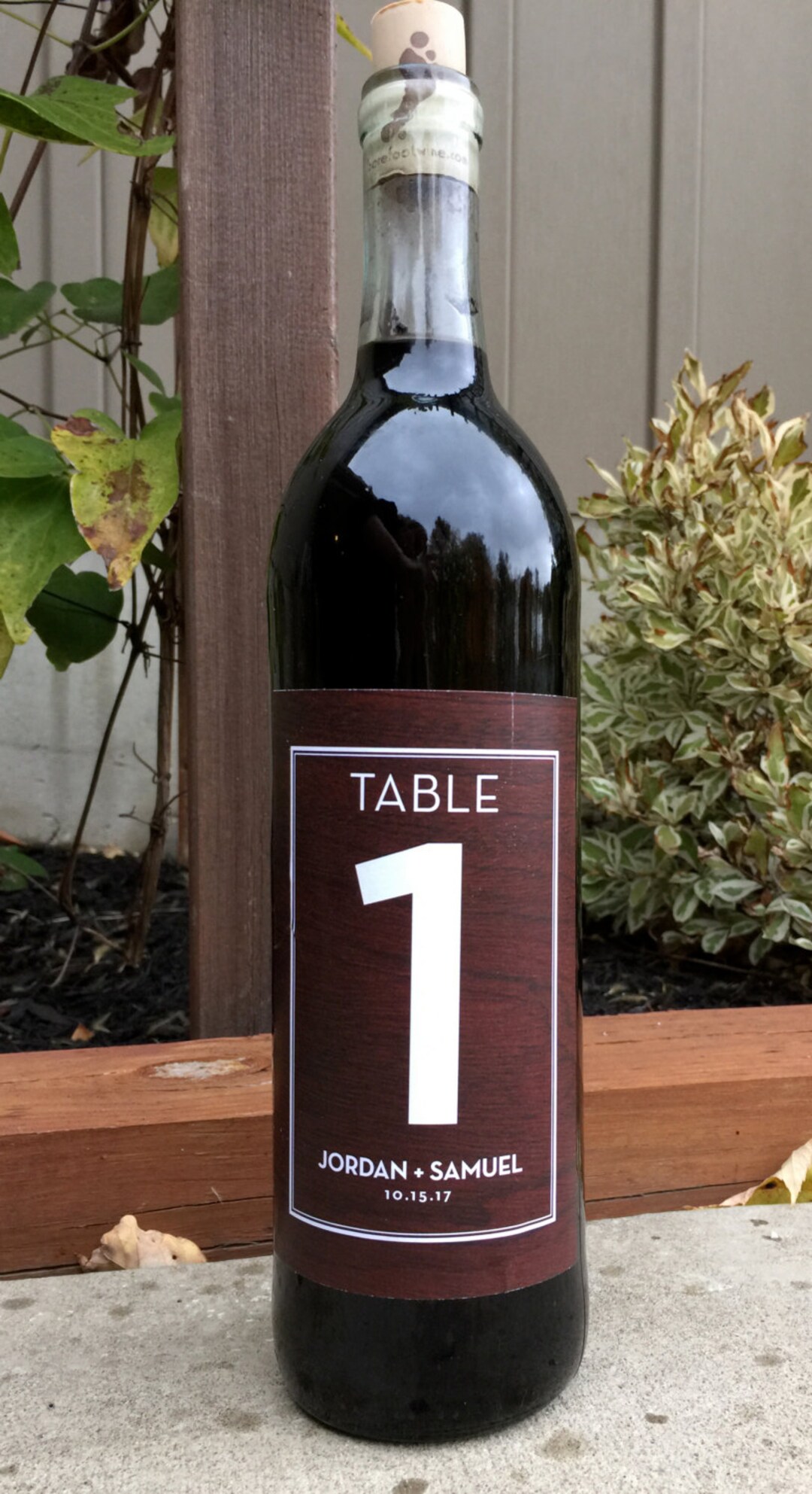 Mahogany Wood Style Table Numbers for Wine Bottles - Wedding Wine ...