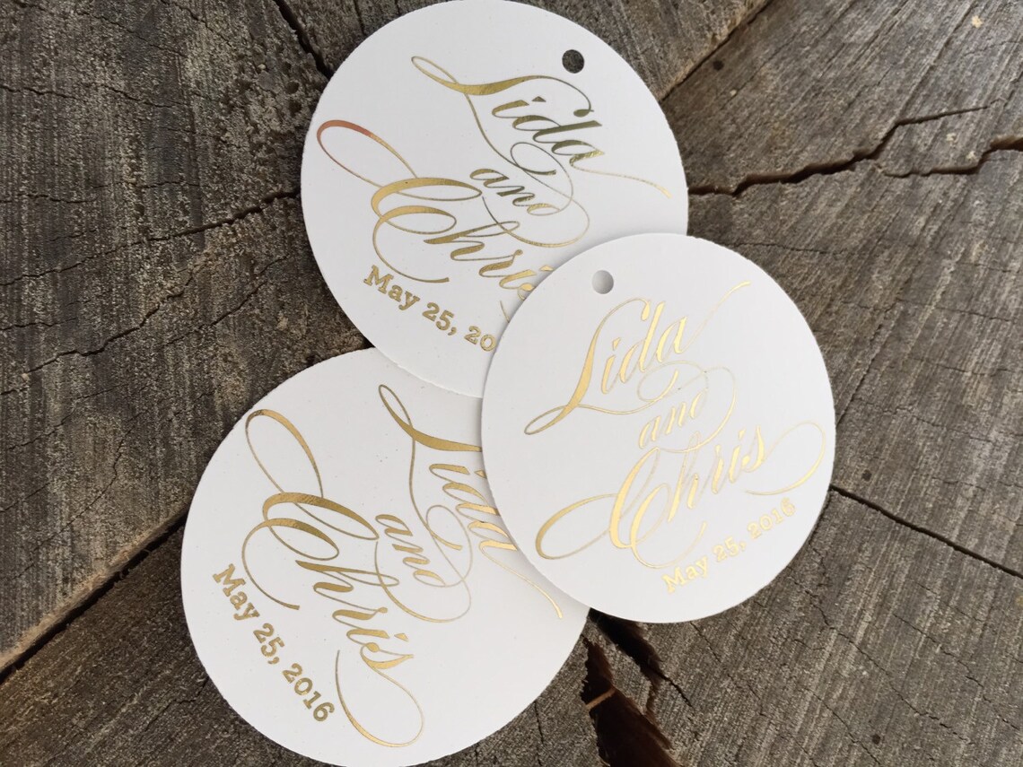 50 Gold Foil Simple Modern Round Tags Rose Gold Foil Favor - Etsy