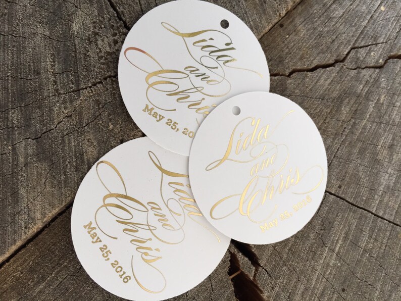 50 Gold Foil Simple Modern Round Tags Rose Gold Foil Favor - Etsy