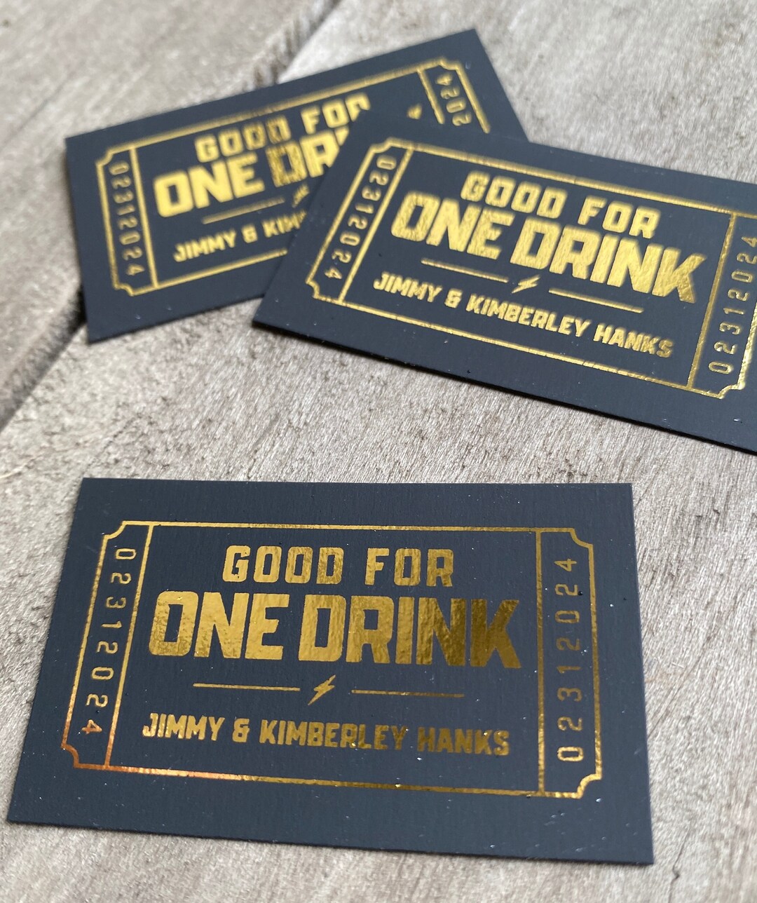 Gold Foil on Black Wedding Drink Ticket - Redeem for a Drink Coupon ...