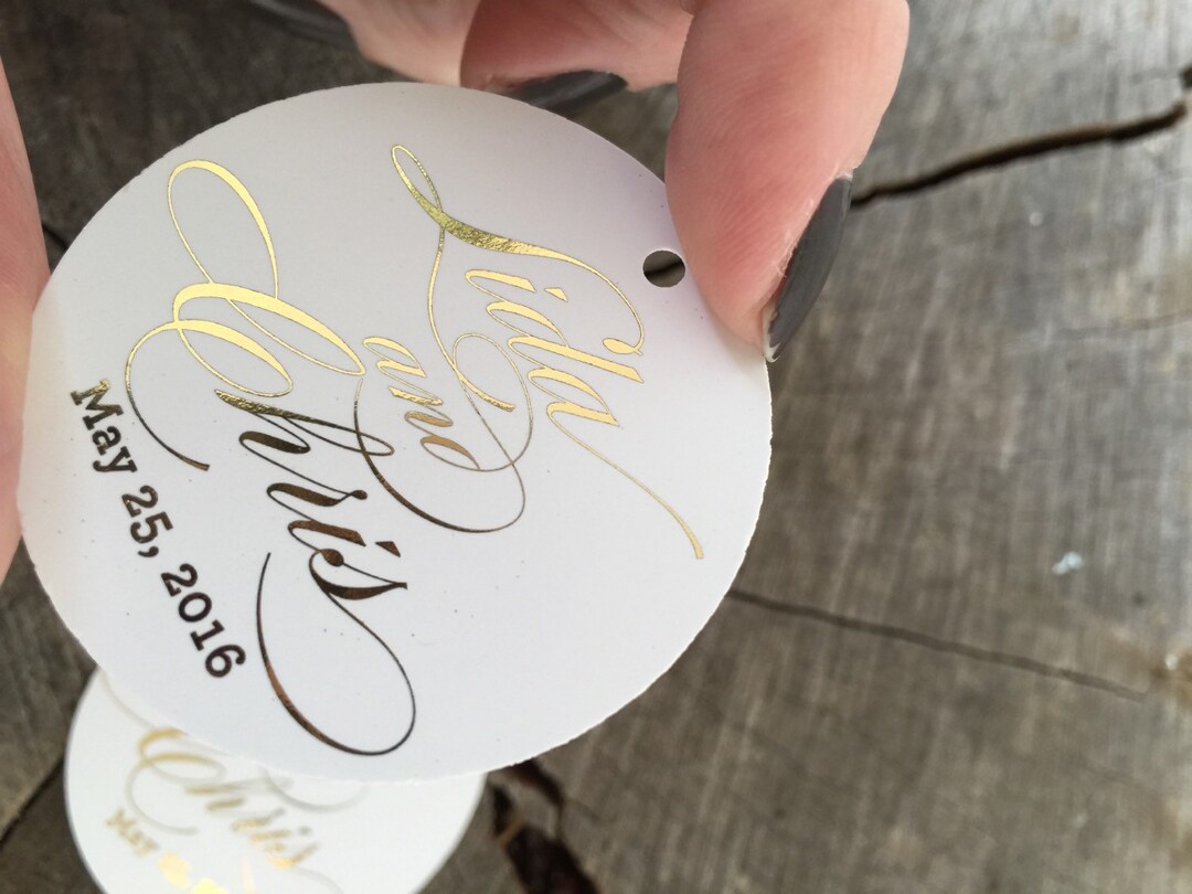 50 Gold Foil Simple Modern Round Tags - Rose Gold Foil Favor Tag ...