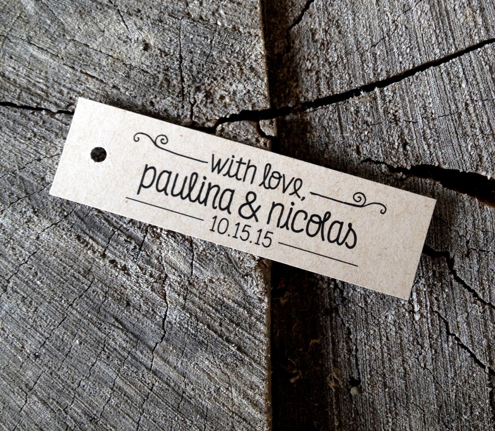 Long Rectangular Rustic Tag Kraft Brown tags Ivory slim | Etsy