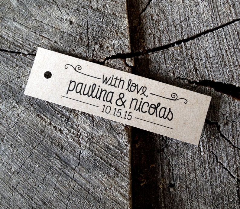 Long Rectangular Rustic Tag Kraft Brown tags Ivory slim | Etsy