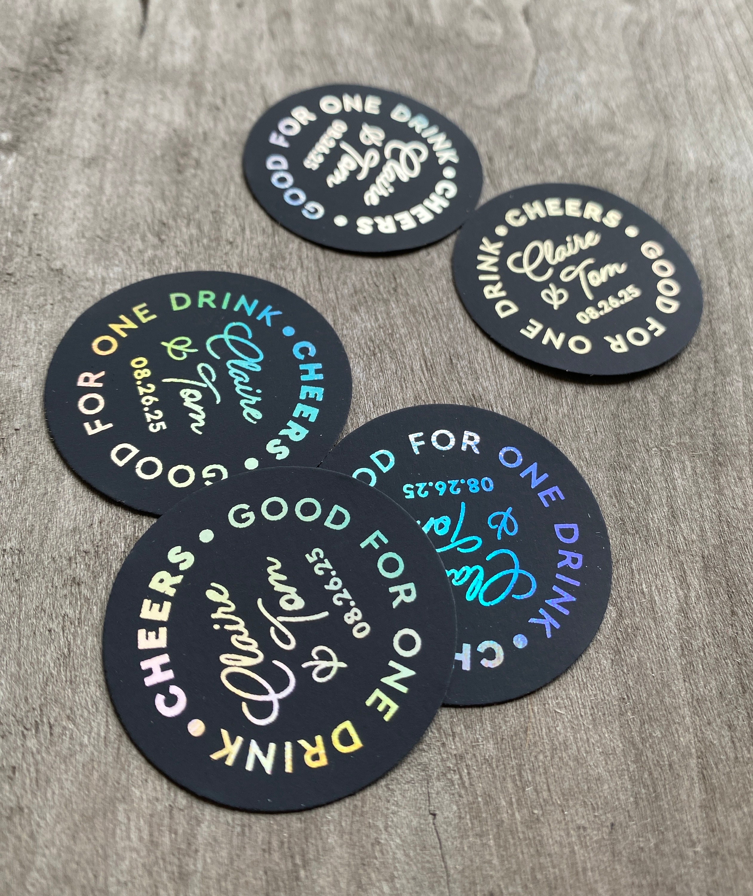 Gold Foil on Black Wedding Drink Tokens, Redeem for a Drink Coupon, Bar ...