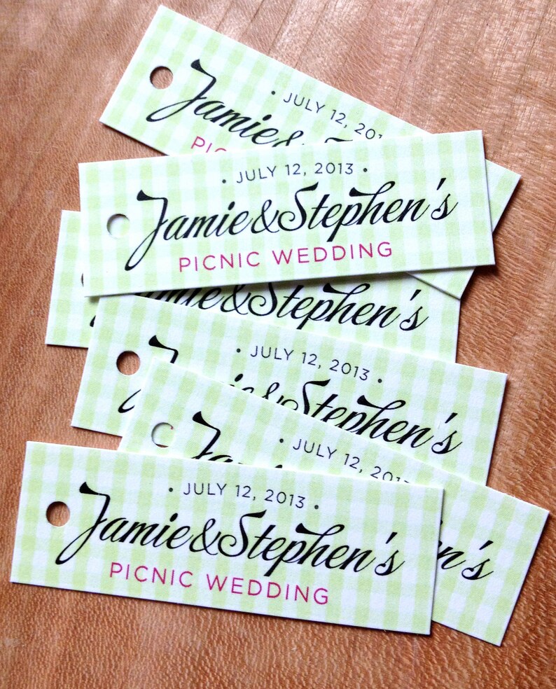 Gingham Wedding Favor Tags - Plaid Thank You Tags - Wedding Gift Tags ...