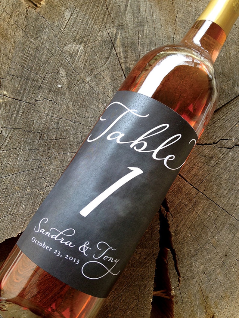 Chalkboard Table Numbers Wine Bottle Labels Wedding Wine - Etsy