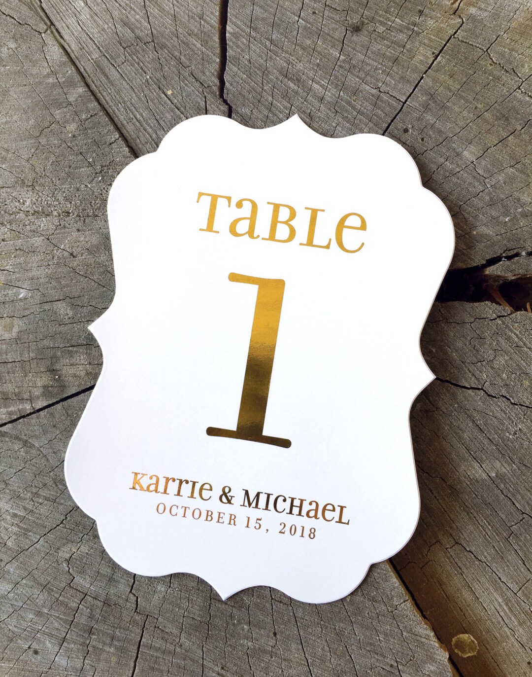 Gold Foil Unicase Table Numbers - Rose Gold Bracket Edge - Silver ...