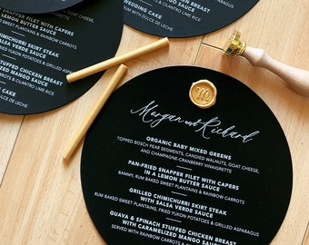 Minimal Half Moon Black and White Classic Elegant Wedding Plate Menu ...