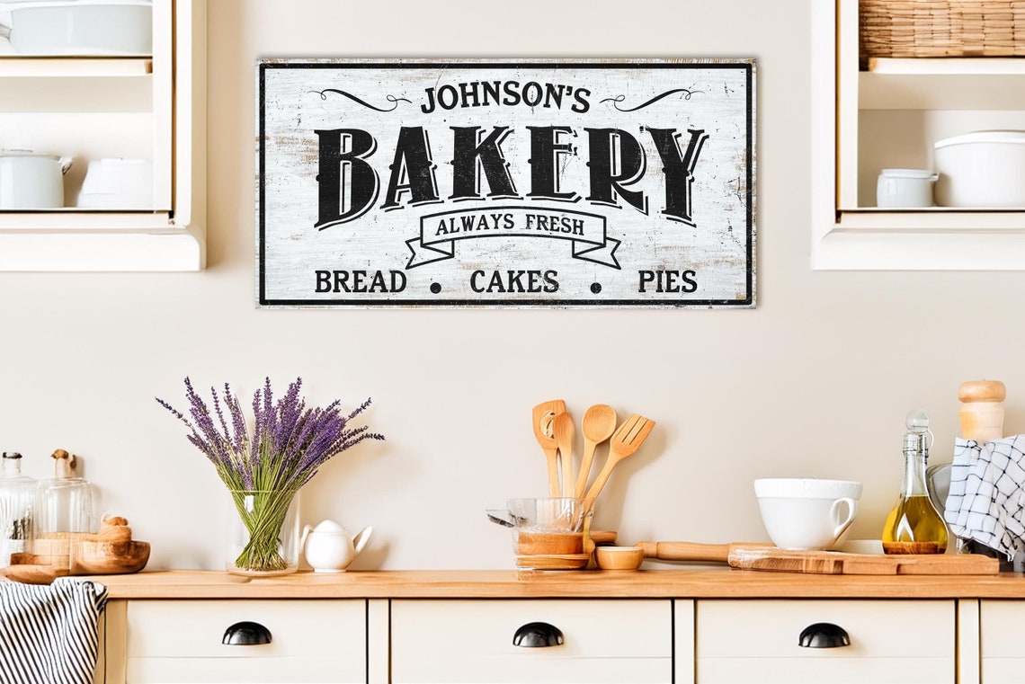 Custom Bakery Sign, Rustic Kitchen Decor, Vintage Dining Room Decor ...