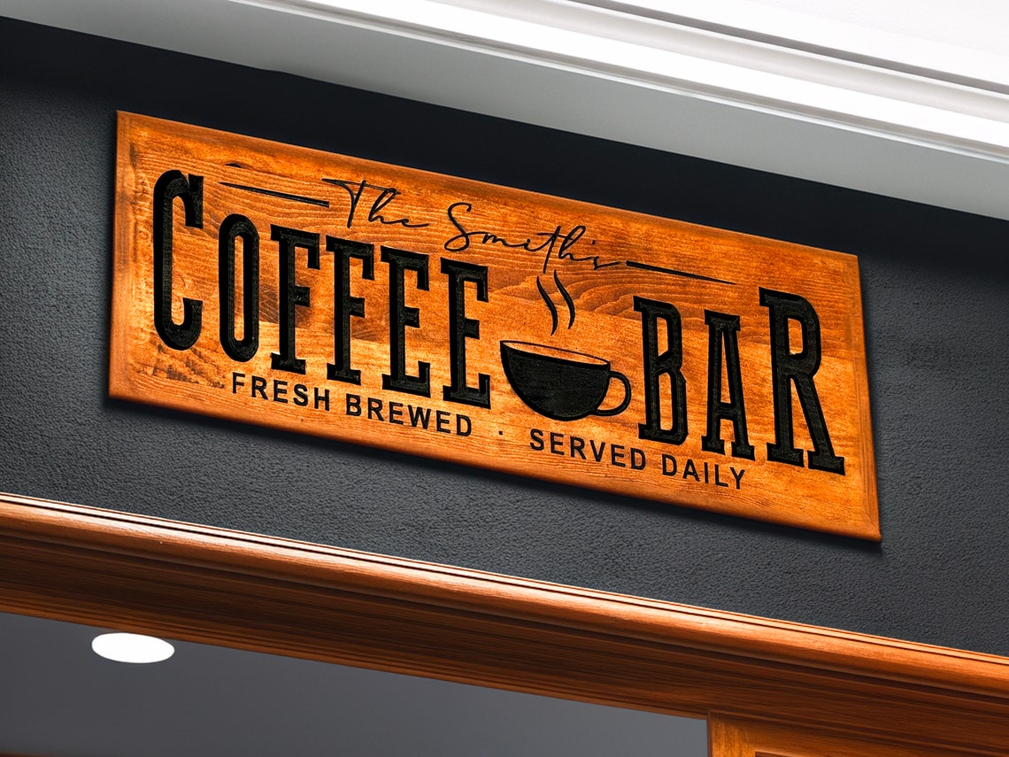 Custom Coffee Bar Sign, Custom Bar Sign, Bar Decor, Home Bar, Kitchen ...