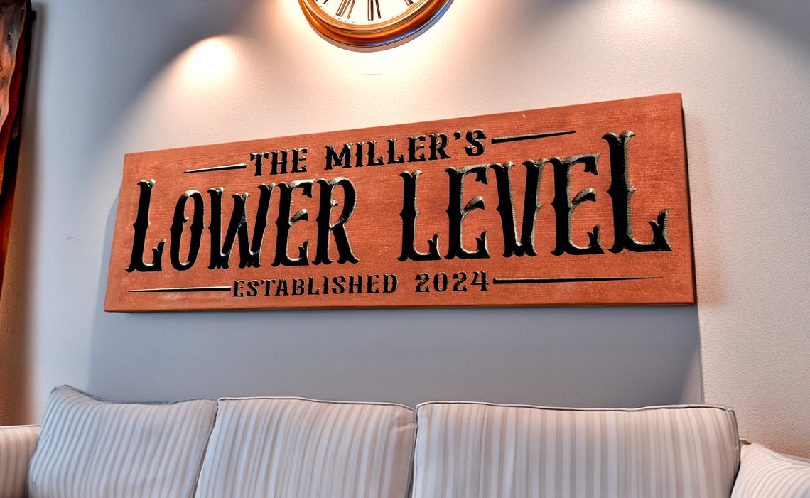Custom Lower Level Sign, Wooden Sign, Sign for Downstairs, Movie & Game ...