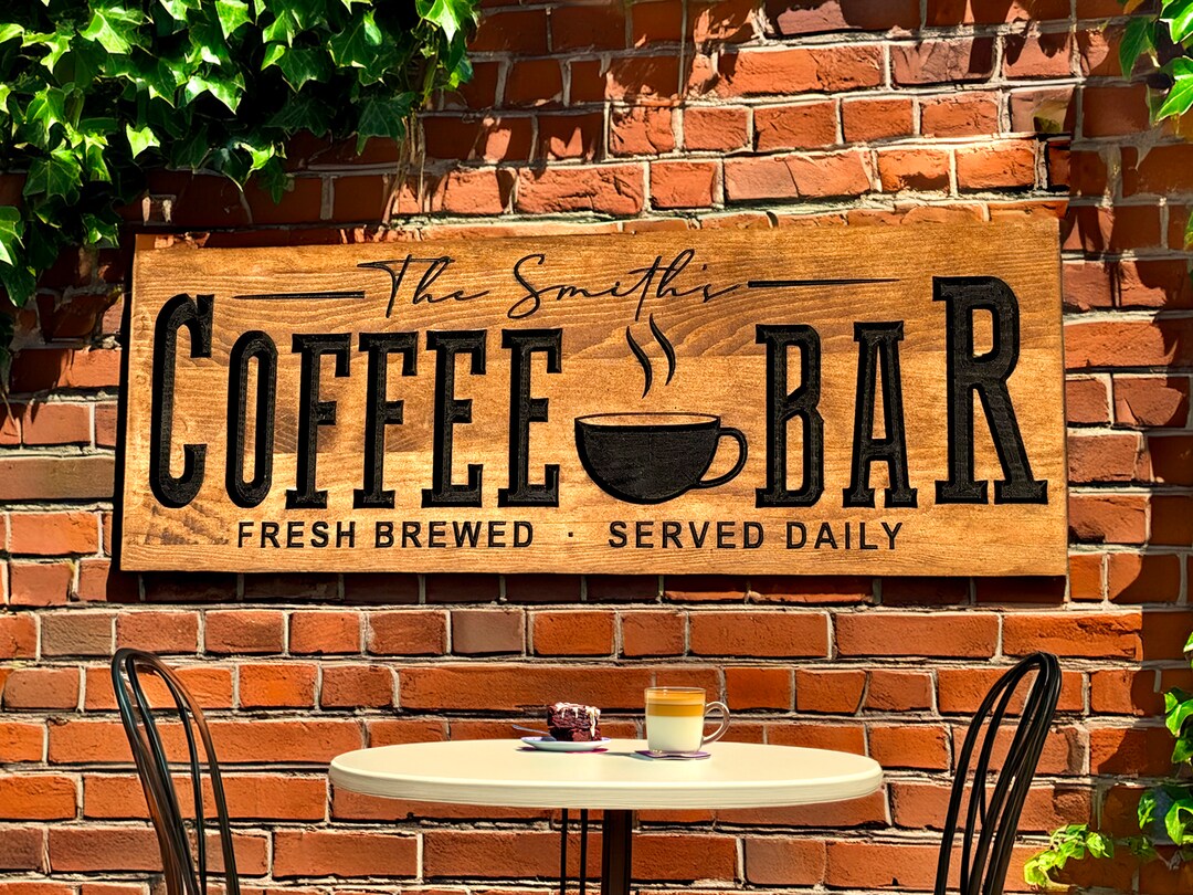 Custom Coffee Bar Sign, Custom Bar Sign, Bar Decor, Home Bar, Kitchen ...