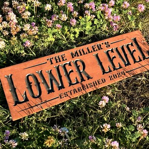 Custom Lower Level Sign, Wooden Sign, Sign for Downstairs, Movie & Game ...