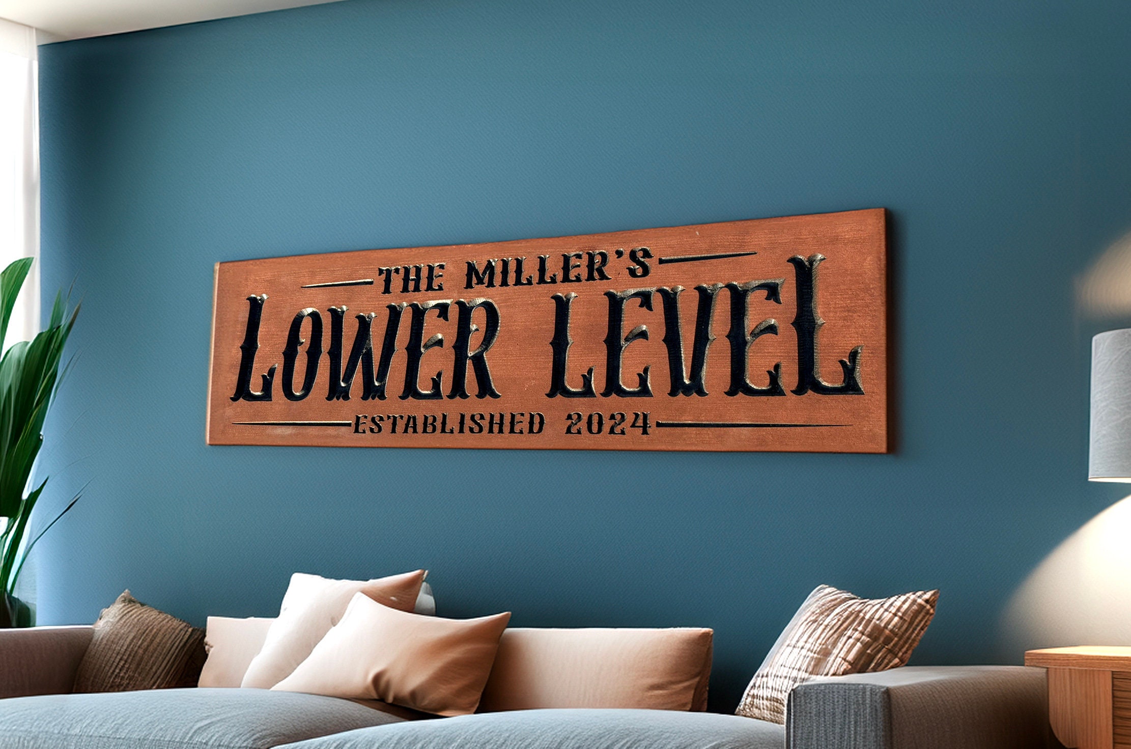 Custom Lower Level Sign, Wooden Sign, Sign for Downstairs, Movie & Game ...