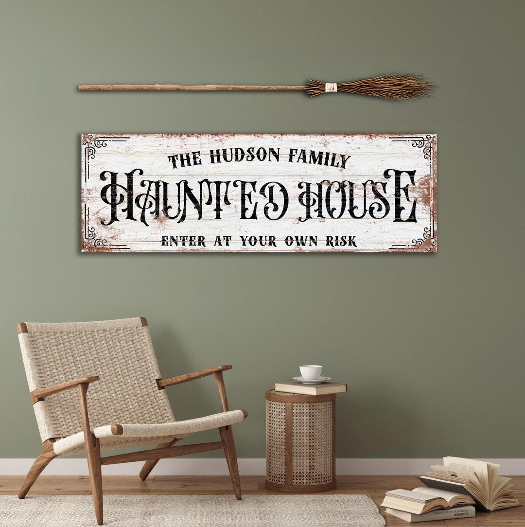 Custom Haunted House Wall Art, Personalized Canvas Wall Art, Haunted ...