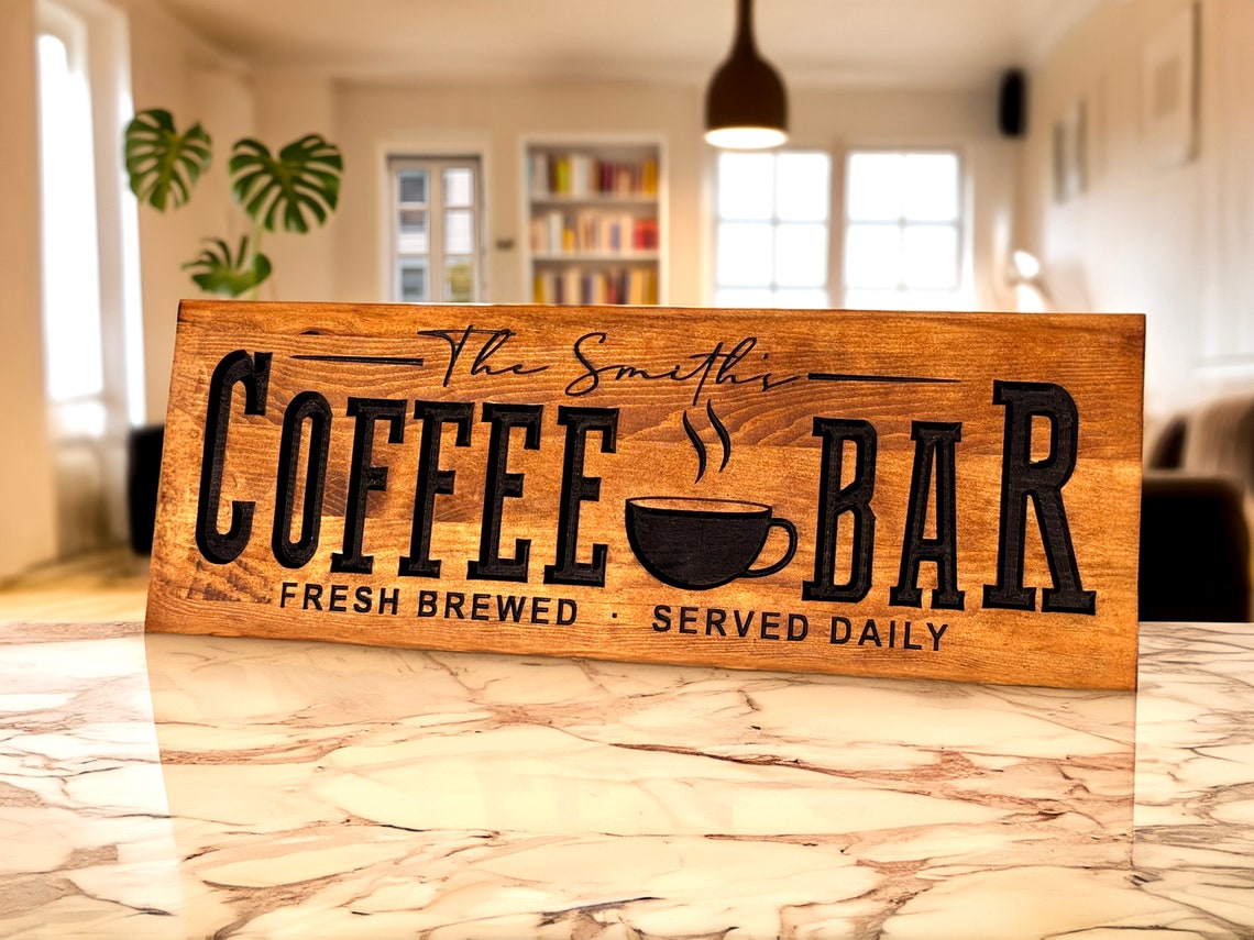 Custom Coffee Bar Sign, Custom Bar Sign, Bar Decor, Home Bar, Kitchen ...