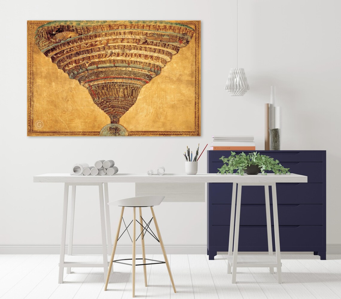 Sandro Botticelli Map of Hell Wall Art, Dante's Divine Comedy, Inferno ...