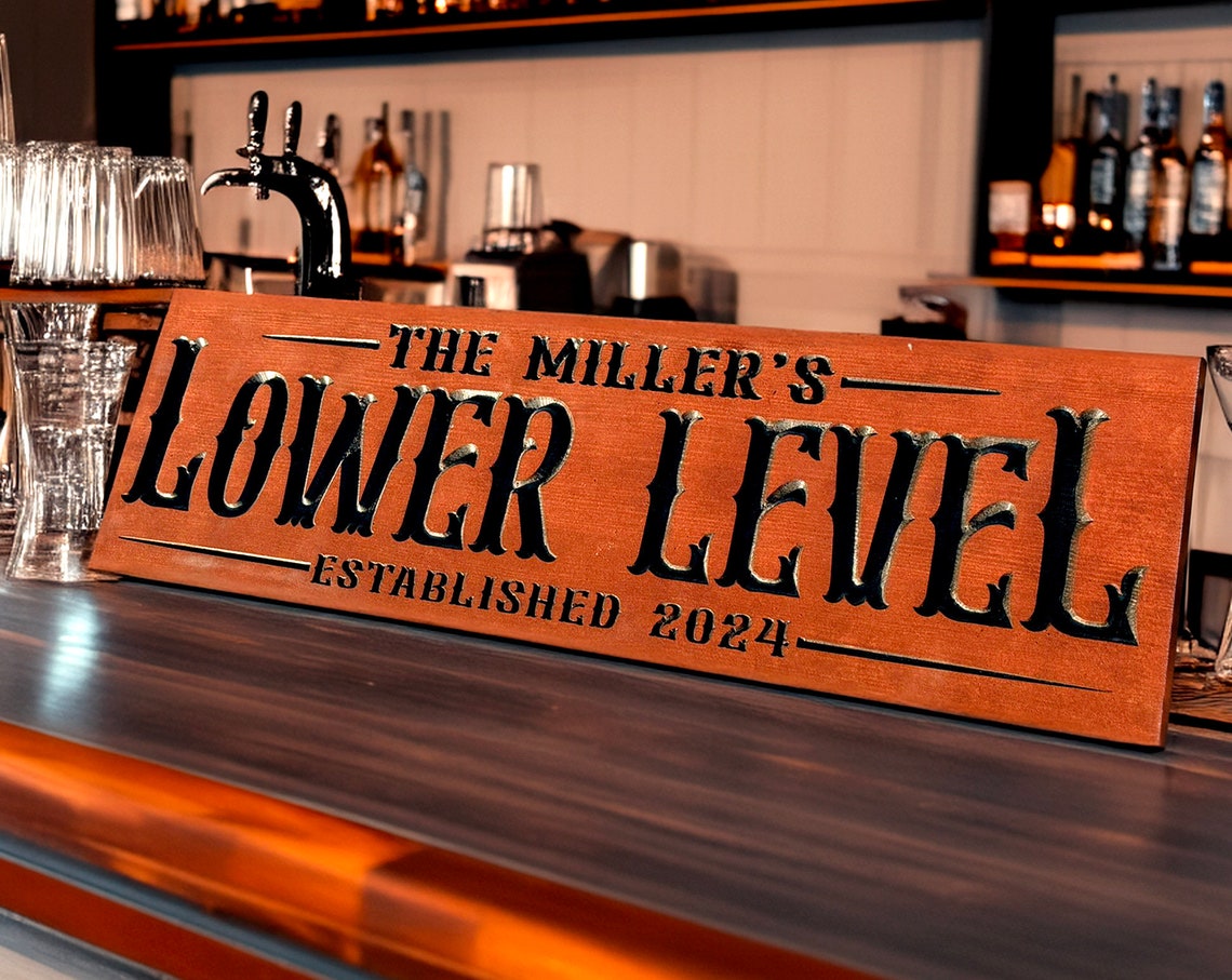 Custom Lower Level Sign, Wooden Sign, Sign for Downstairs, Movie & Game ...
