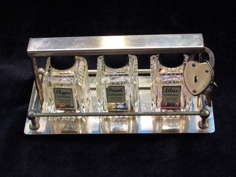Vintage Cardinal Trio Perfume Caddy.. Chypre, Orient, Lilac Bottles ...