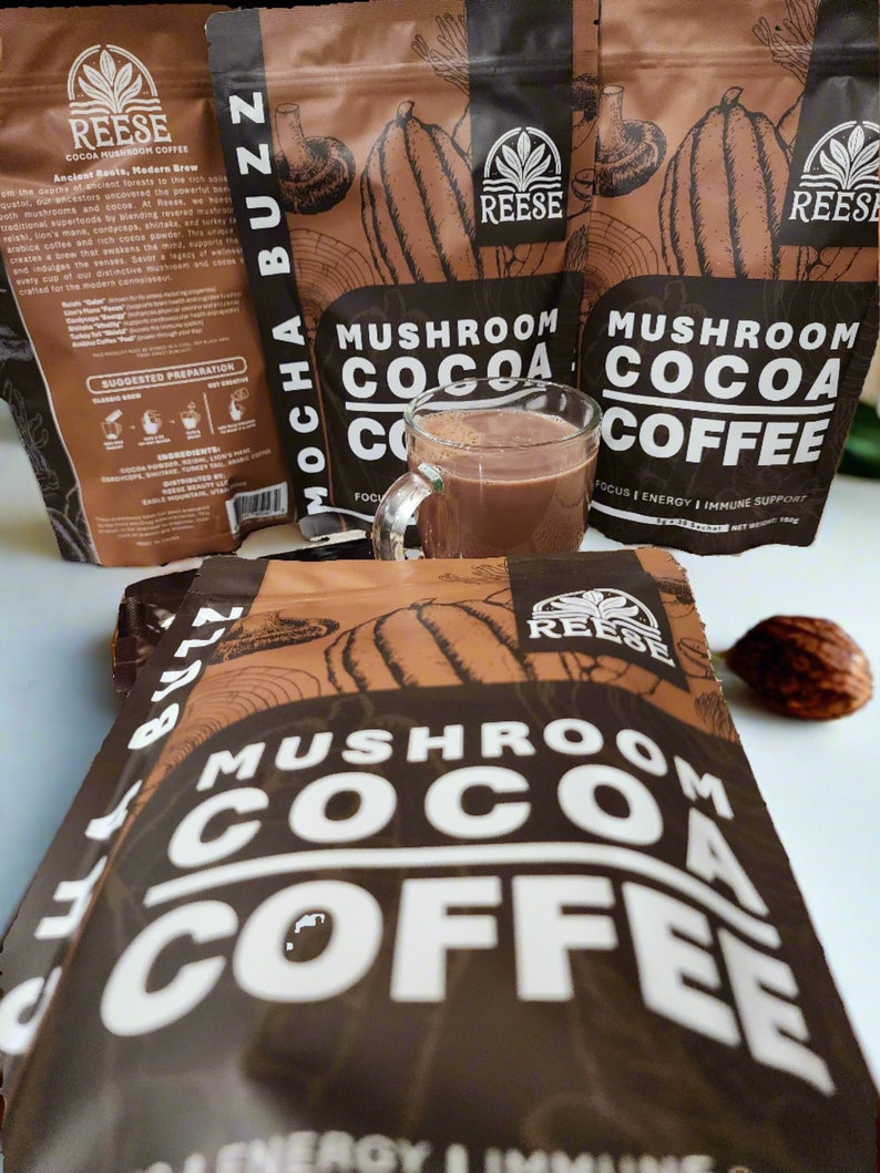 Mushroom Coffee Cocoa Reish,lions Mane Focus, Cordyceps Energy ...