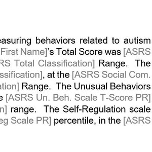 Autism Spectrum Rating Scales (ASRS) Automated Template for ...