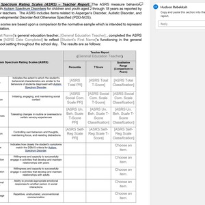 Autism Spectrum Rating Scales (ASRS) Automated Template for ...