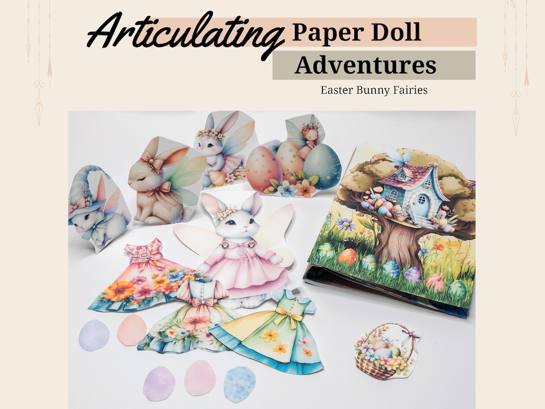 Articulating Easter Bunny Paper Doll, Fairy House, Printable Paper ...
