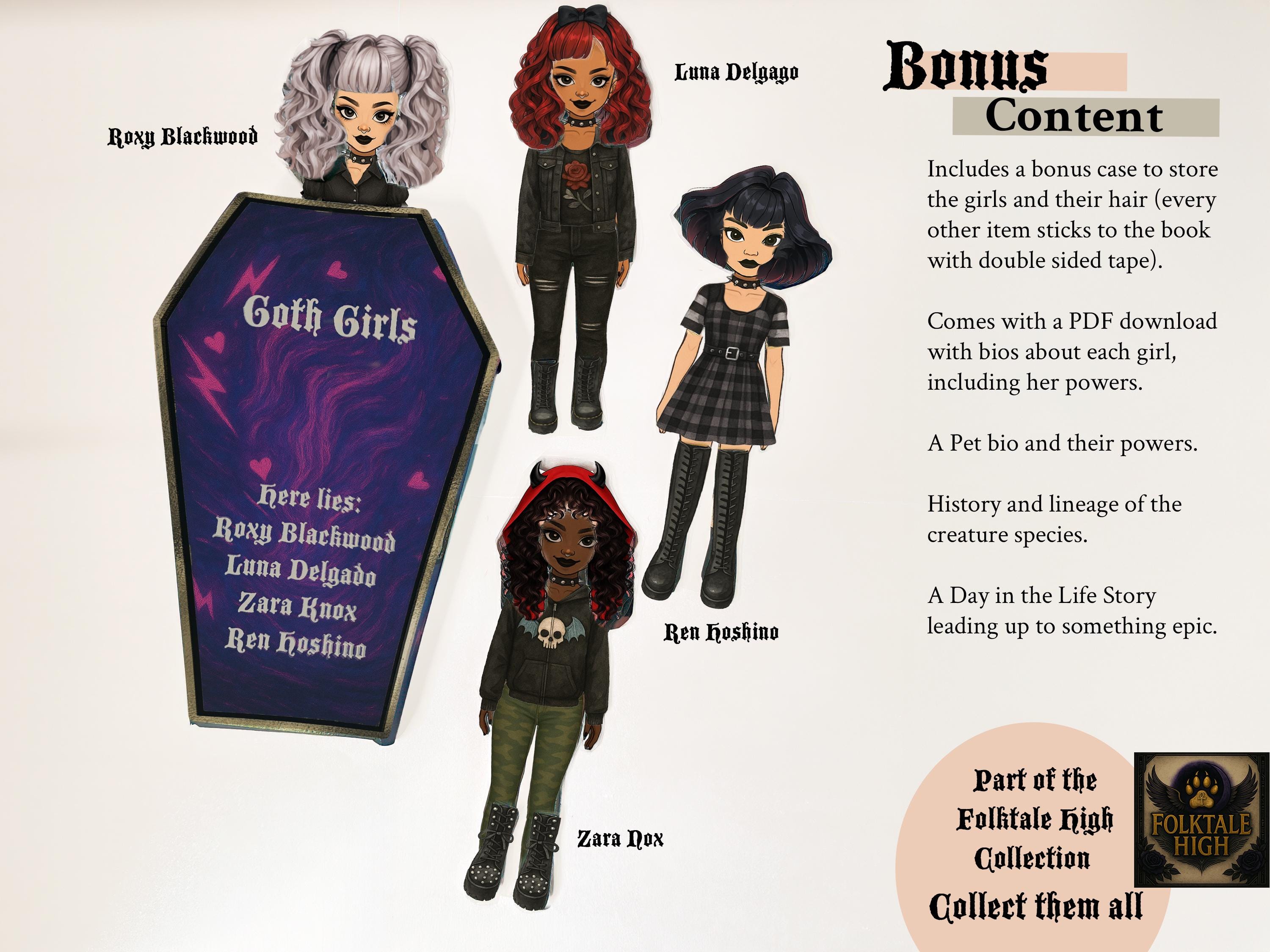 Printable Goth Girl Paper Dolls | Emo Dress up Busy Book With Clothes ...
