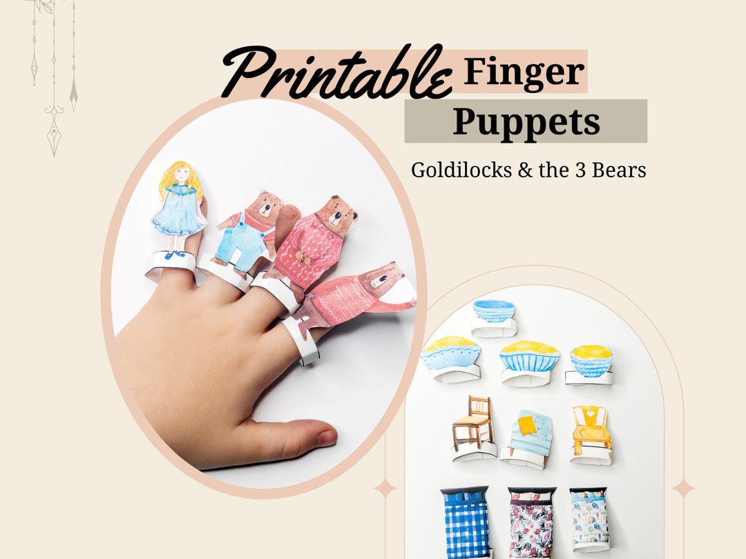 Paper Goldilocks & the Three Bears Finger Puppets, Paper Toys, DIY ...