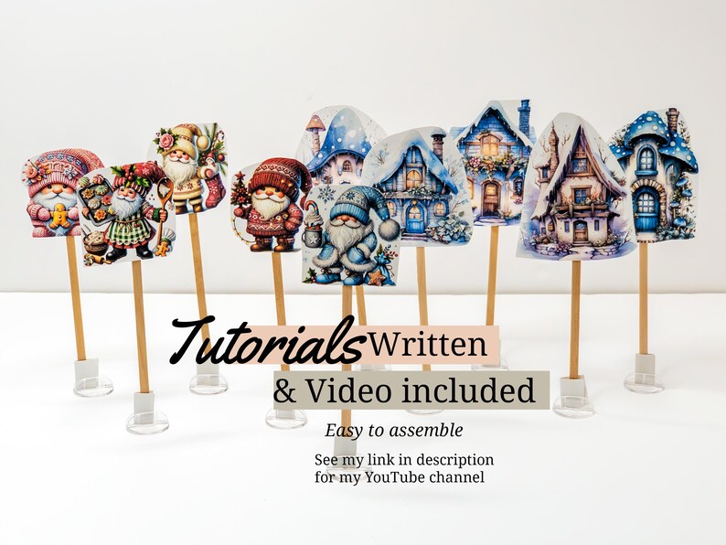Winter Gnomes Paper Popsicle Stick Puppets, Puppets for Kids, Puppet ...