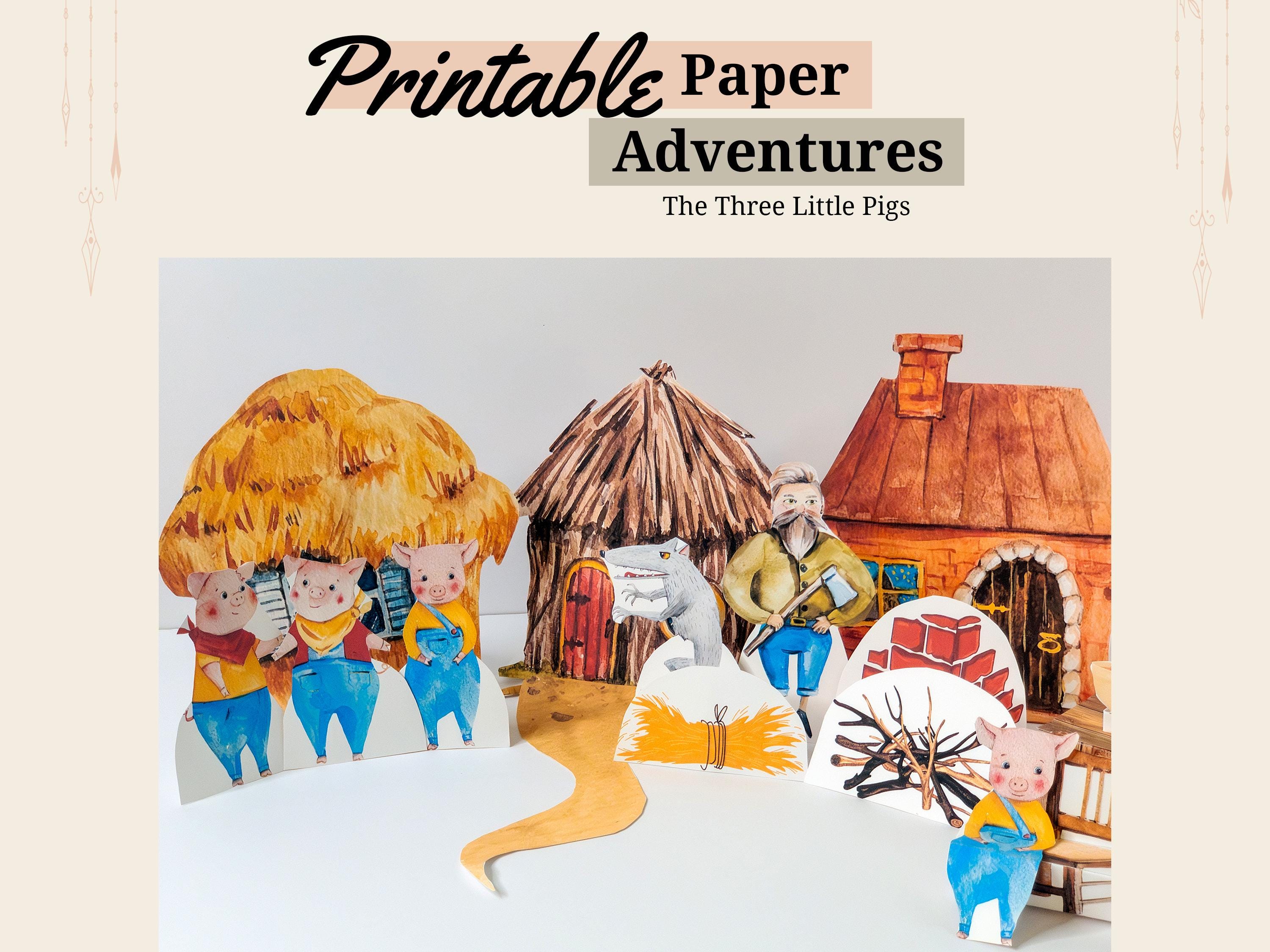 Three Little Pigs Paper Printable, Fairy Tale Storytelling, Parent and ...