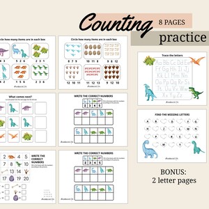 Dinosaurs Tracing Cutting Matching Handwriting Letter Practice Bundle ...