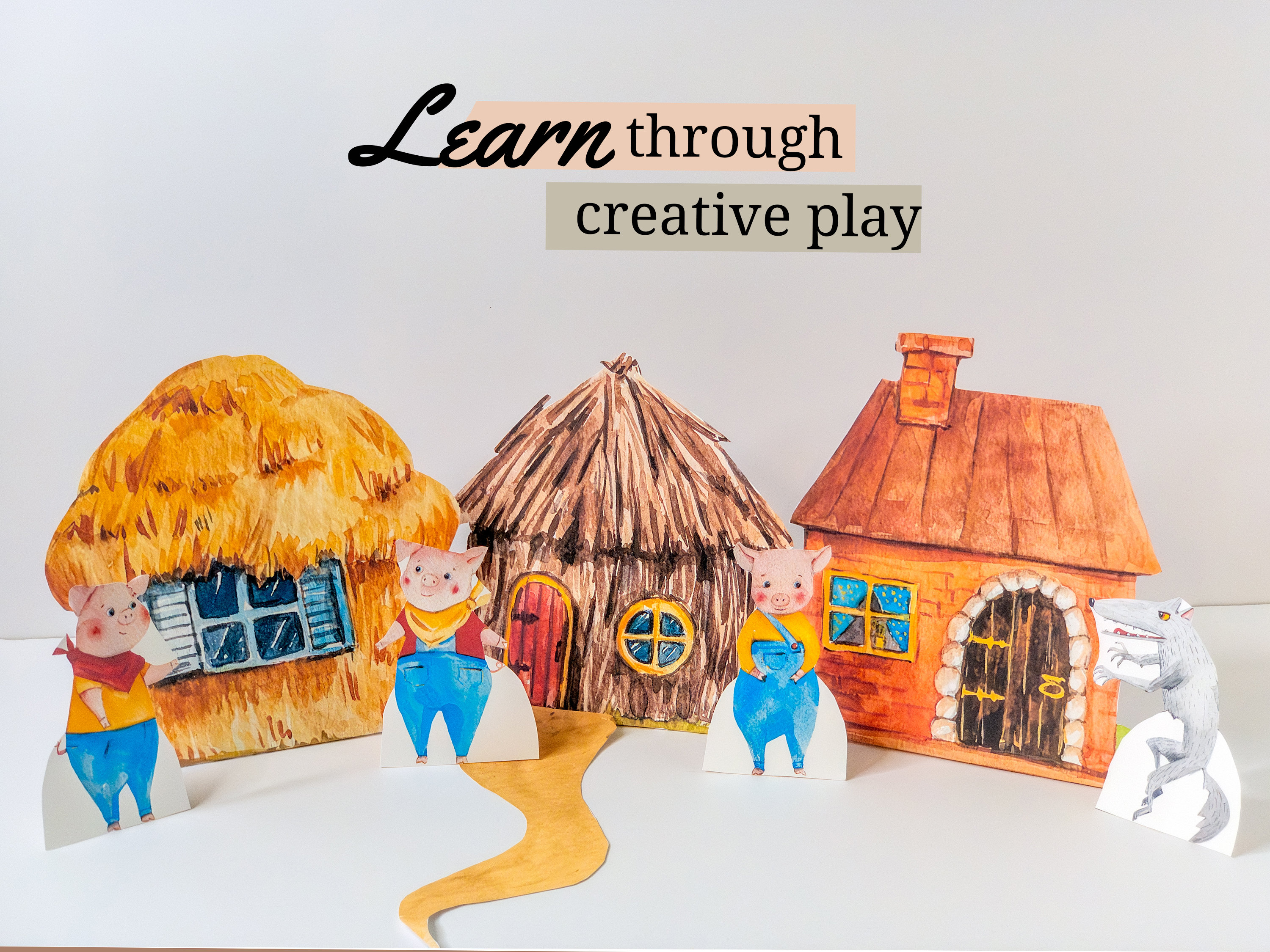 Three Little Pigs Paper Printable, Fairy Tale Storytelling, Parent and ...